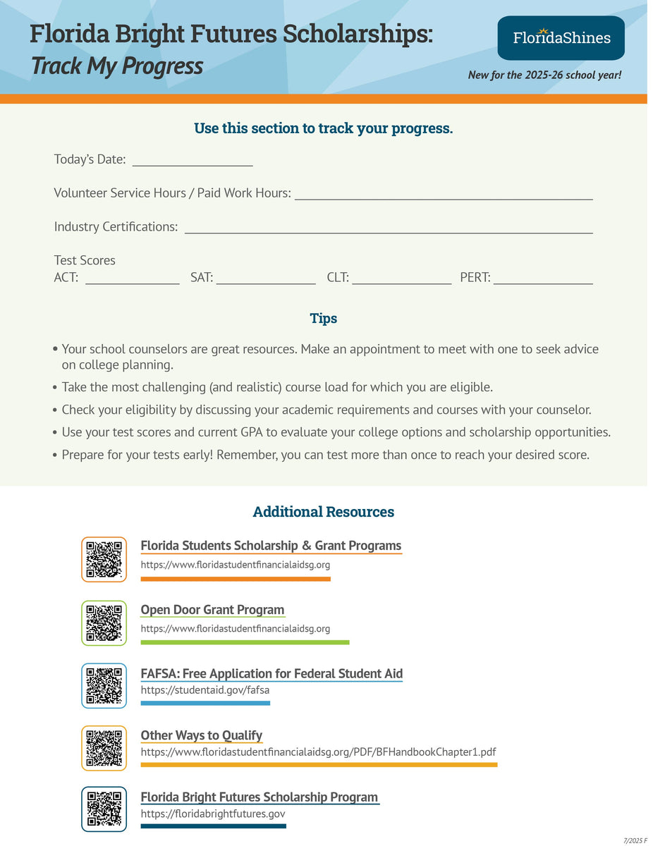 FLYER: Bright FuturesDouble-sided; 8.5x11High School (BF-1 ...